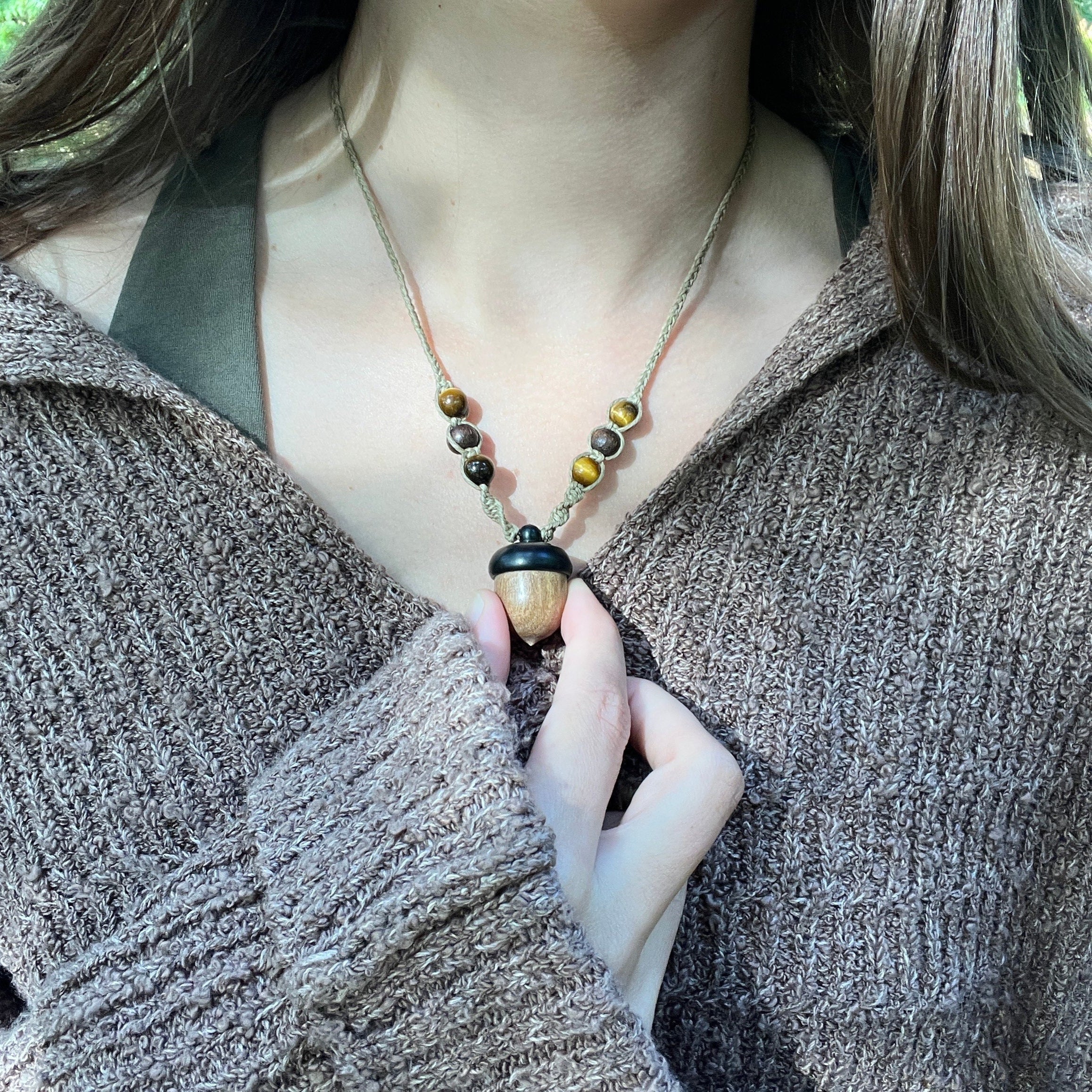 The Sustainable Sunflower - Hemp Macrame Crystal Necklace Shop